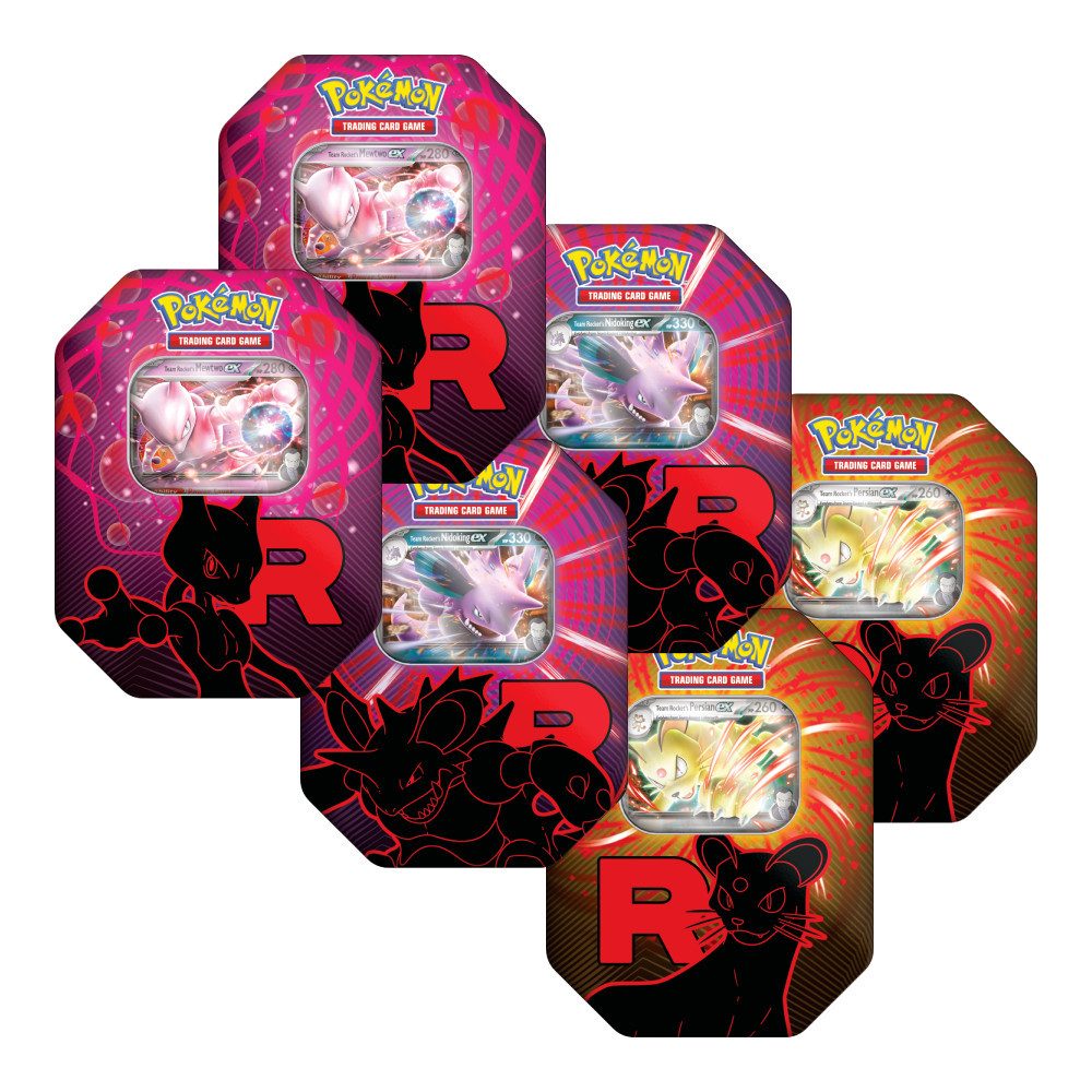 POKÉMON Sammelkarte Pokemon Destined Rivals Team Rocket Tin Mewtwo Nidoking Persian, englisch